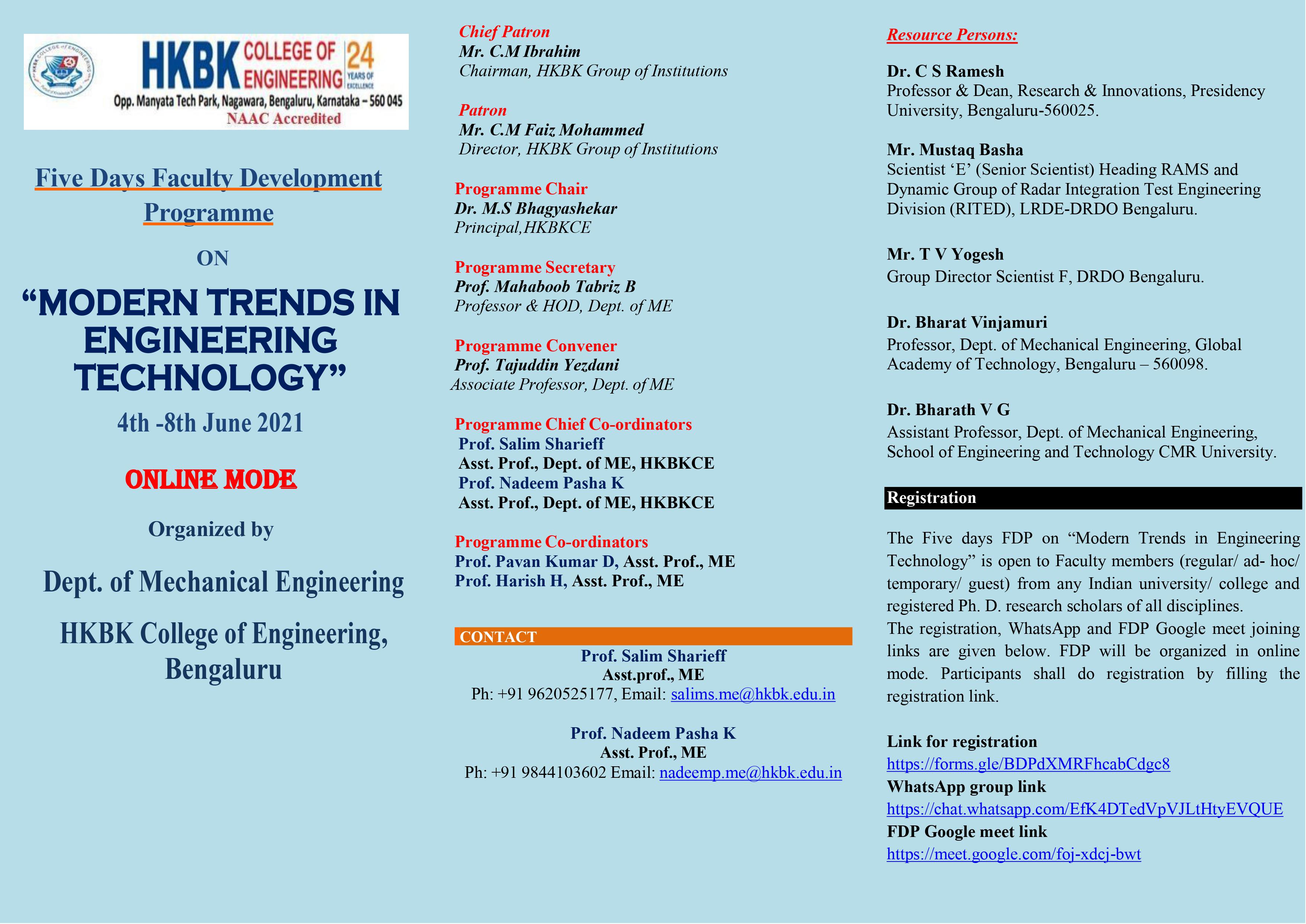 Modern Trends In Engineering Technology | HKBK Group Of Institutions